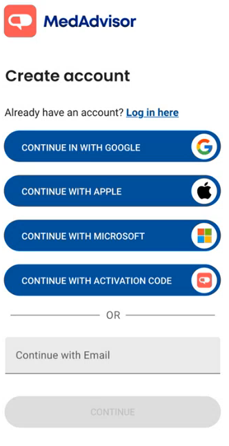 App Version 7 - Streamlined sign-up and log in process – MedAdvisor