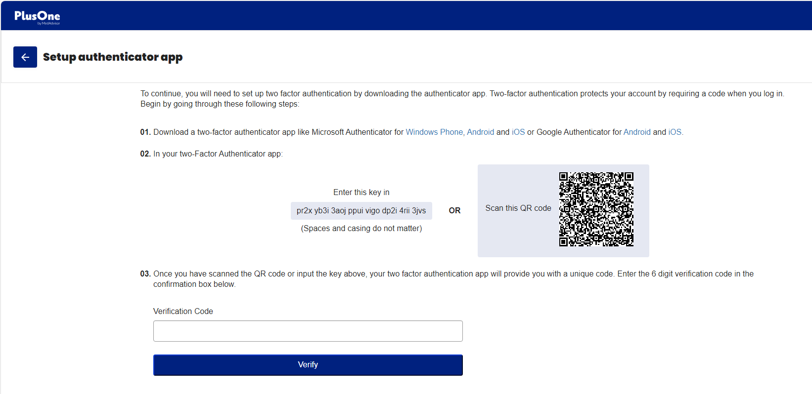 2 Factor Authentication – MedAdvisor