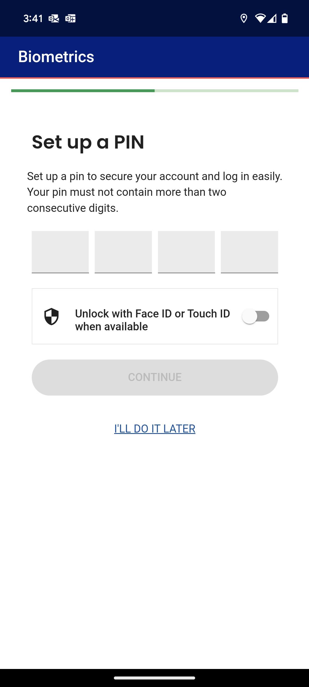 Biometric Login and PIN – MedAdvisor