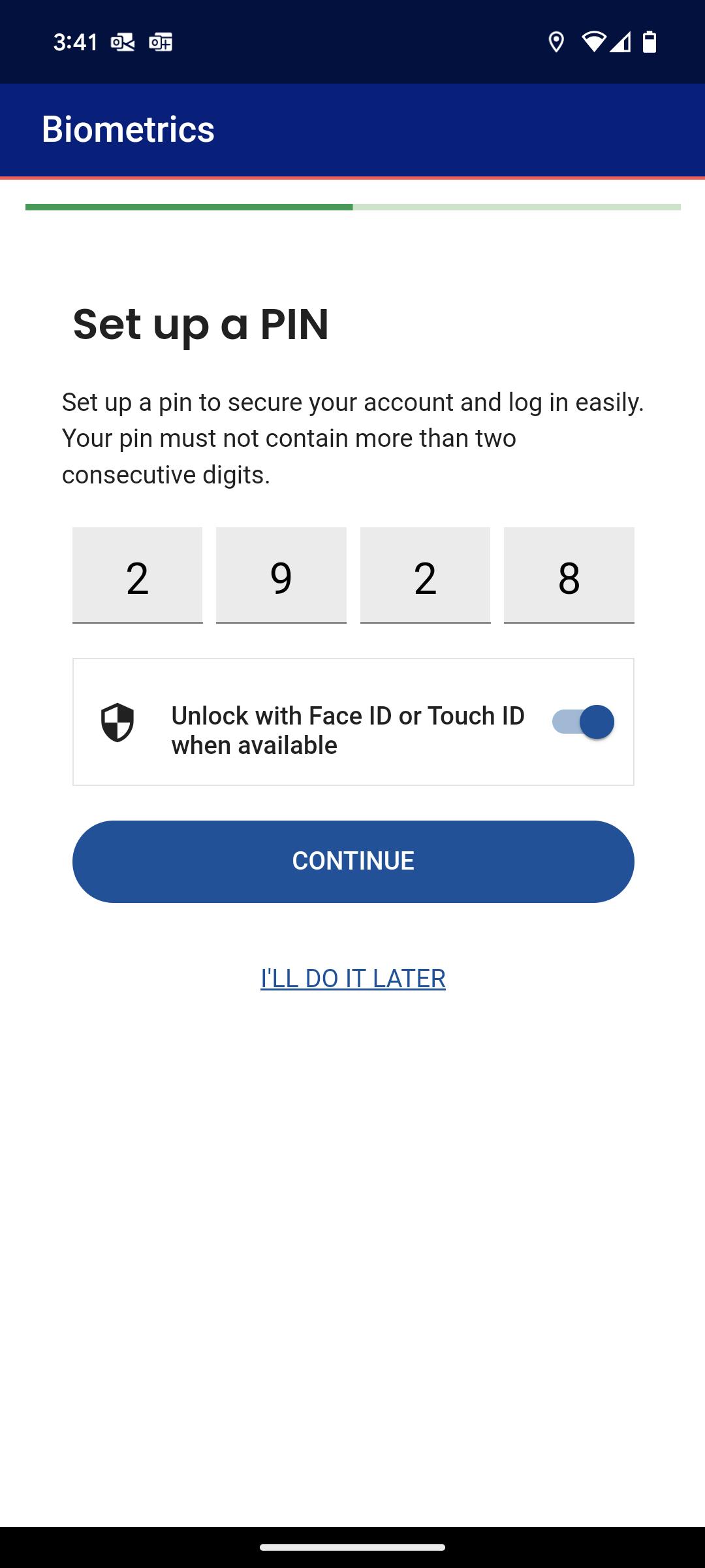 Biometric Login and PIN – MedAdvisor