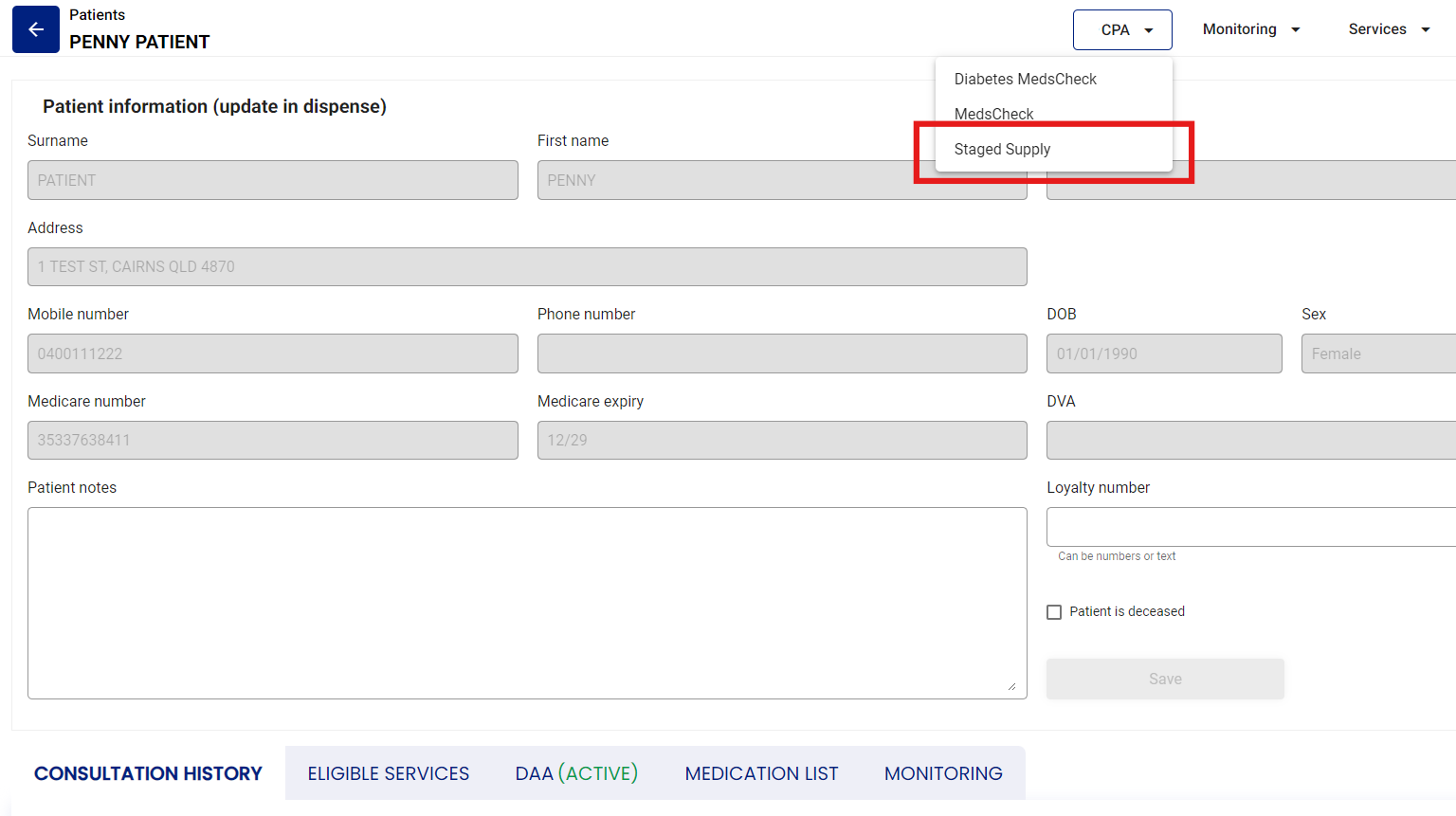 Staged Supply - How to complete a Staged Supply service – MedAdvisor