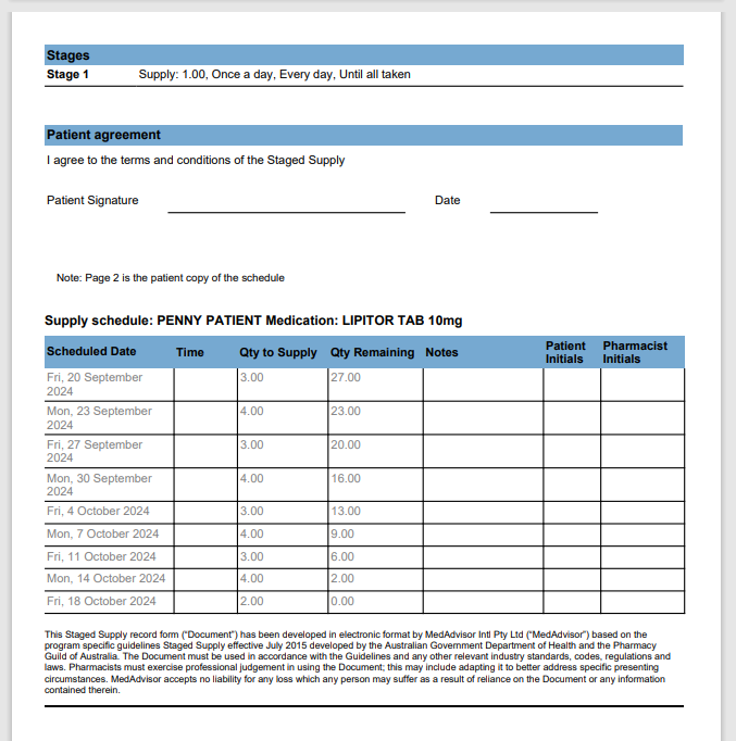 Staged Supply - How to complete a Staged Supply service – MedAdvisor